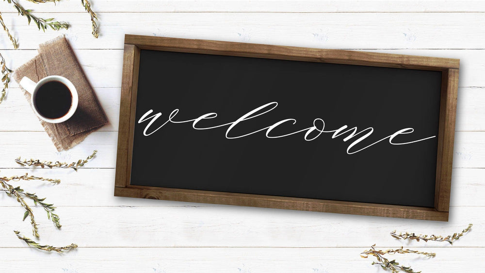 Welcome Wooden Farmhouse Sign – Half Pint Ink